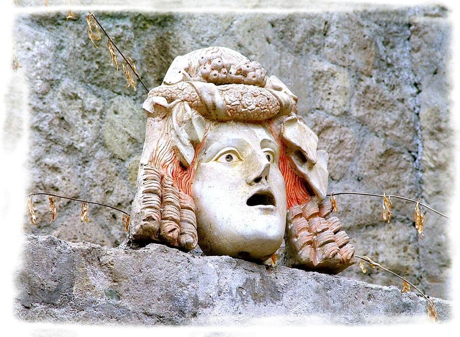 Roman statue head from Herculaneum near Mount Vesuvius