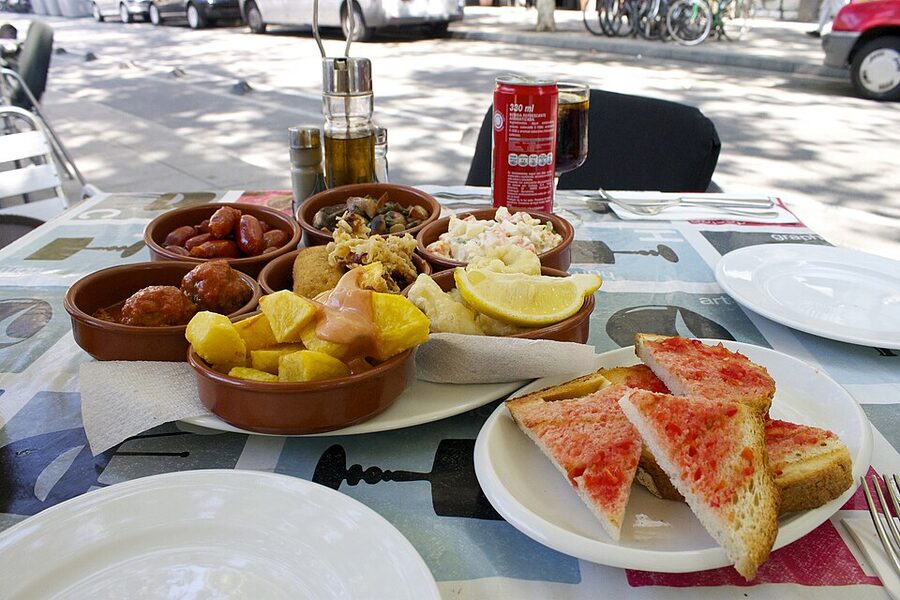 Tapas spread served in El Raval Barcelona