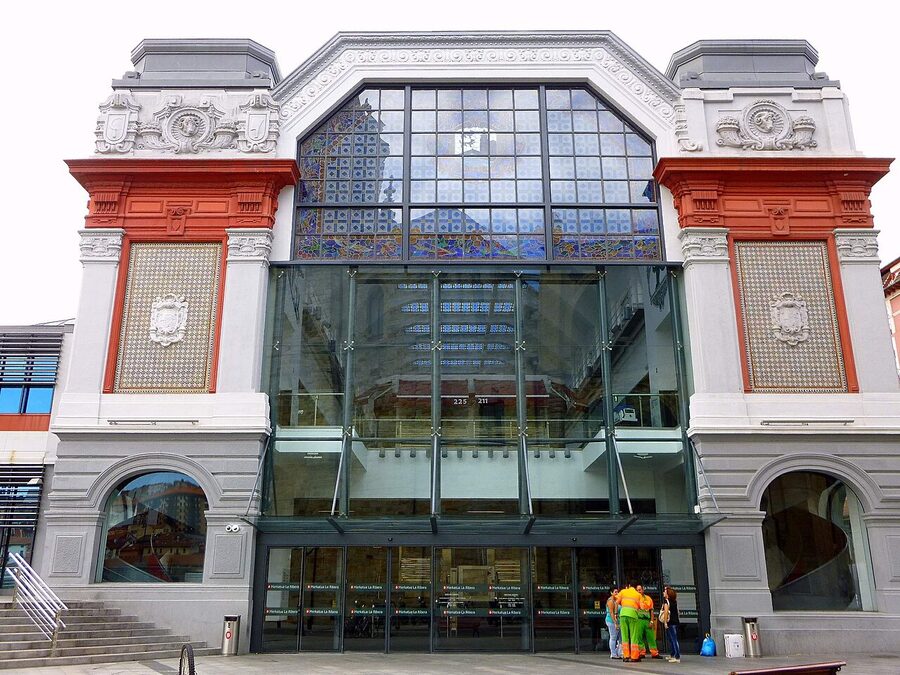 Market stalls inside Mercado de la Ribera Bilbao
