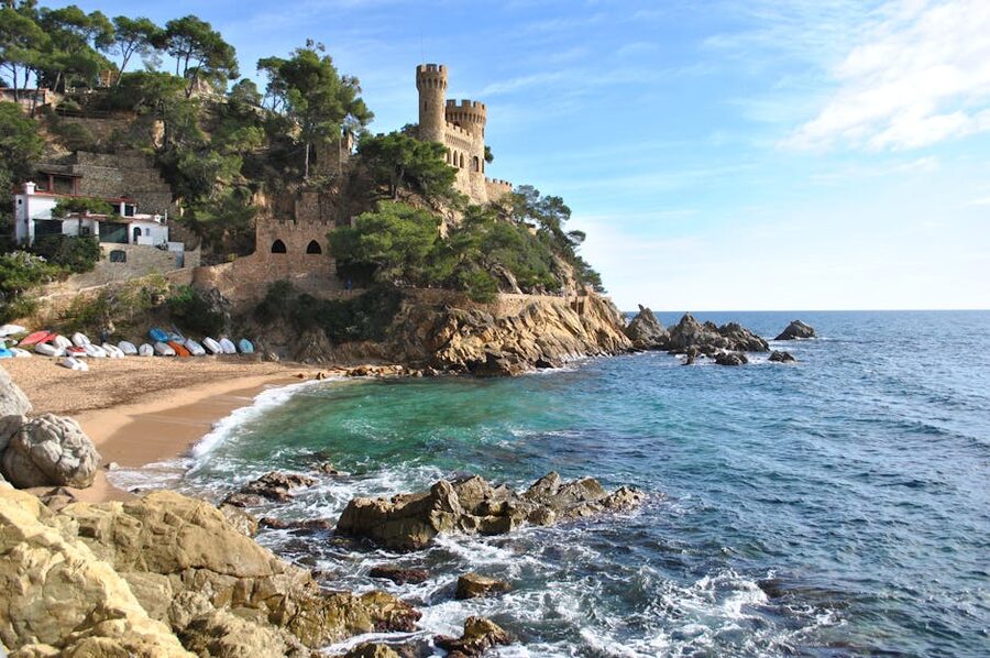 Medieval castle perched on cliffs at Lloret de Mar Costa Brava