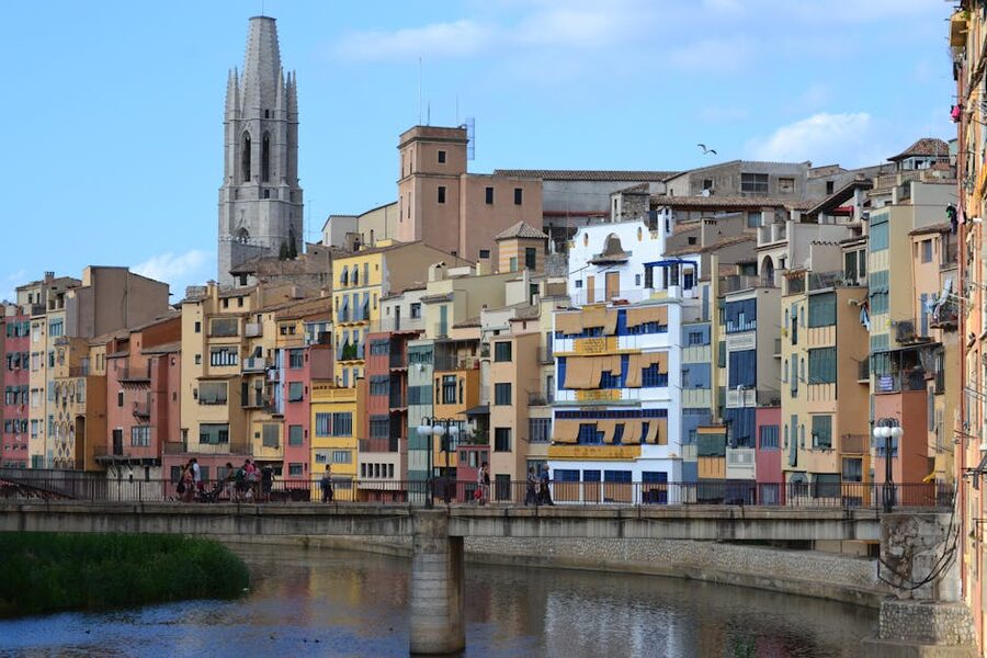 Colorful houses along the Onyar River in Girona