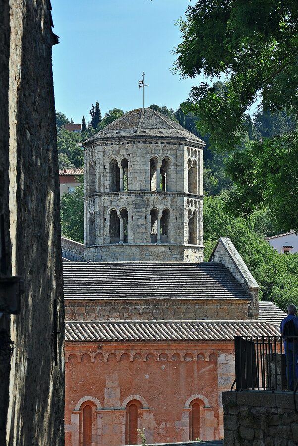 Romanesque facade of the Sant Pere de Galligants monastery in Girona