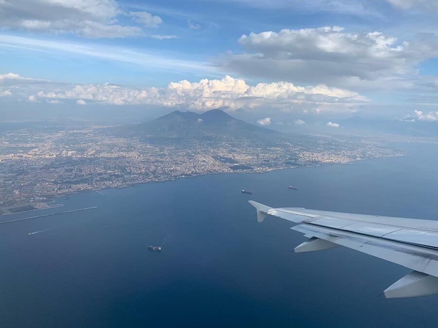 Aerial view of Mount Vesuvius from a plane