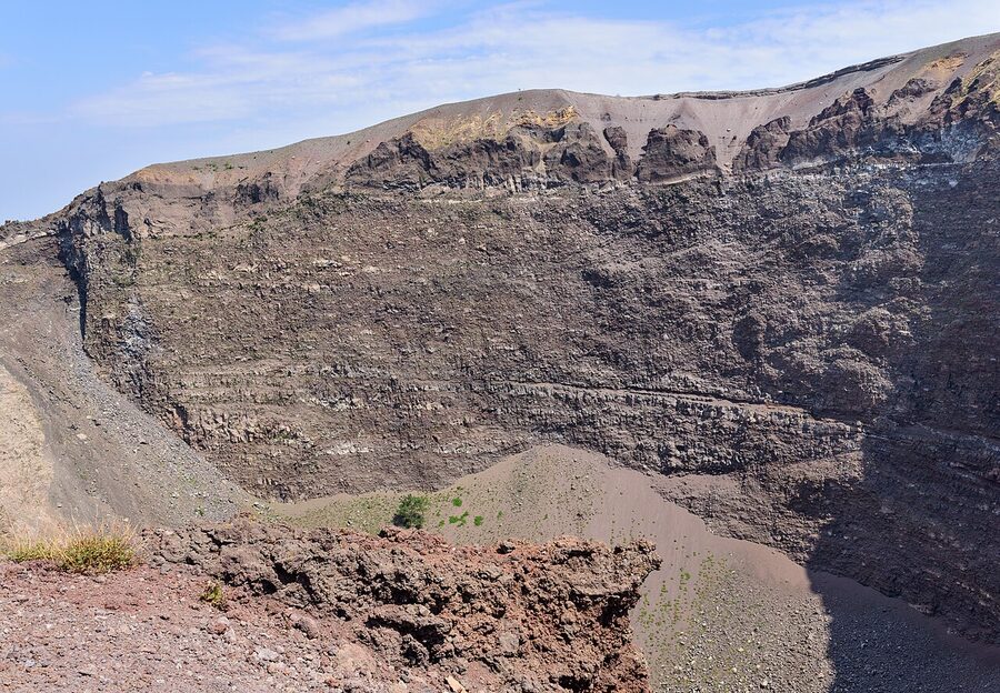 Crater rim trail at Mount Vesuvius with hikers