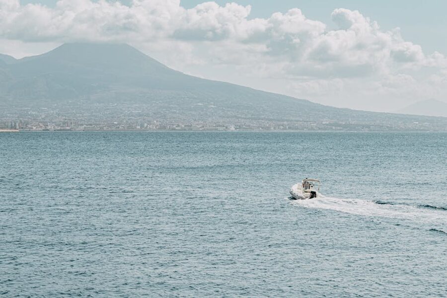 Mount Vesuvius from a motorboat near Naples