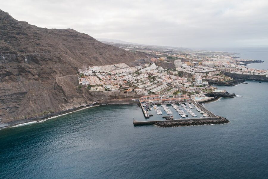 Aerial view of Los Gigantes marina, Tenerife