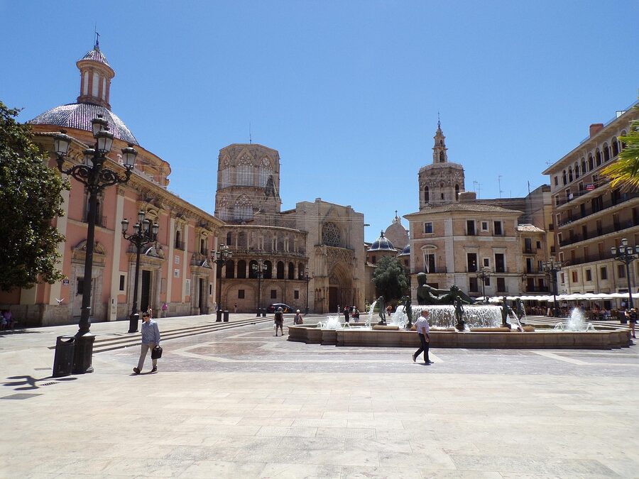 Valencia Cathedral square in the old town