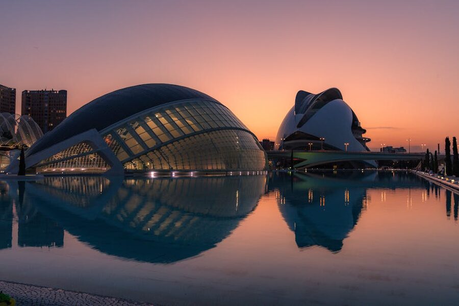 Valencia City of Arts and Sciences at sunset