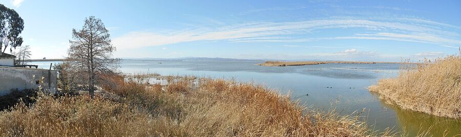 View of Albufera lake from El Palmar village