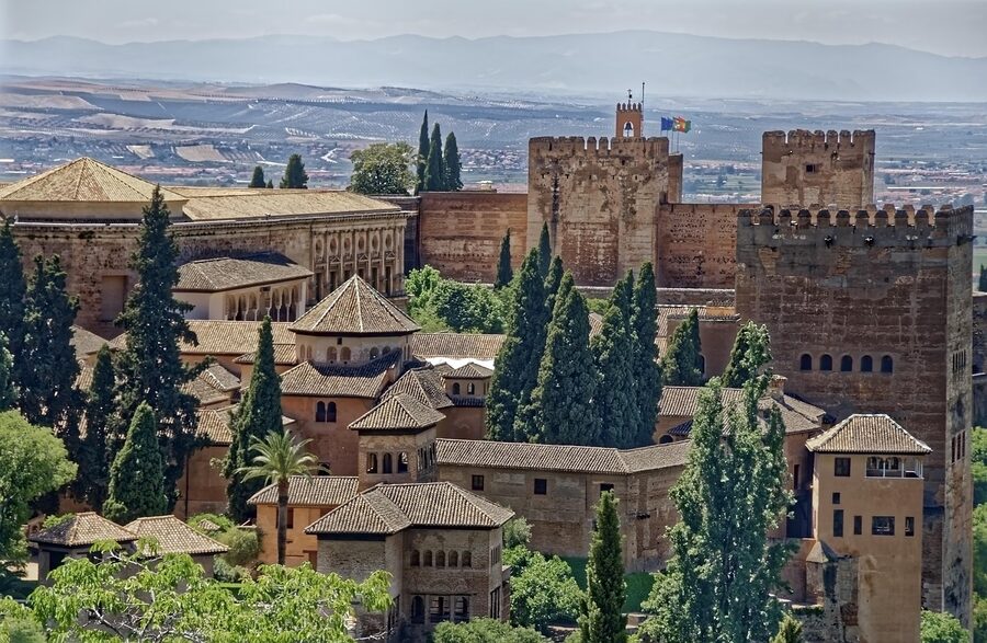 Alhambra fortress walls Sierra Nevada Granada