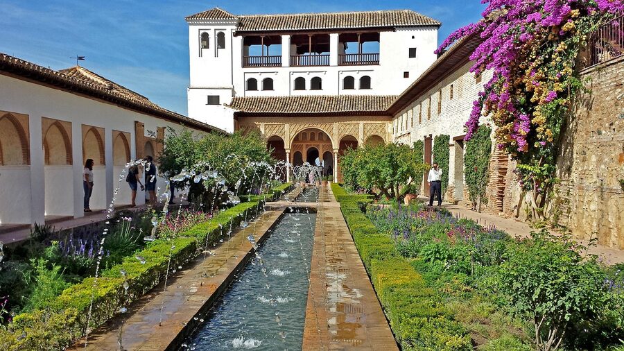 Generalife garden patio fountain Alhambra Granada