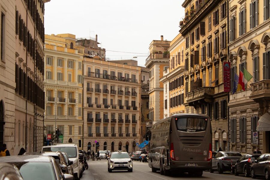 Central Rome street with classic architecture
