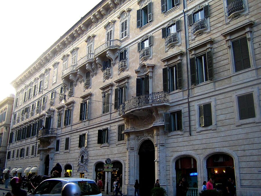 Front of Palazzo Doria Pamphilj on Via del Corso, Rome