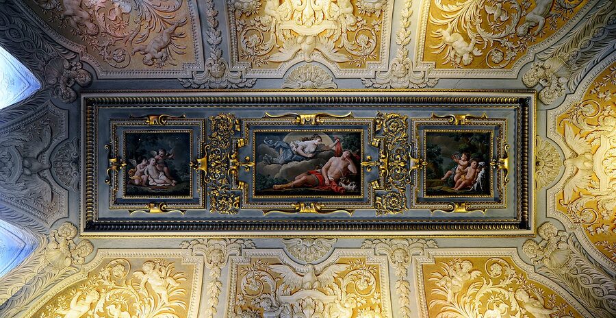 Sala da ballo ballroom ceiling at Doria Pamphilj Rome