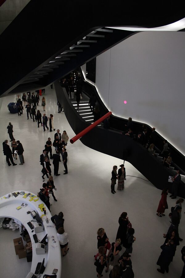 MAXXI Museum opening night 2010 with Zaha Hadid's architecture lit up