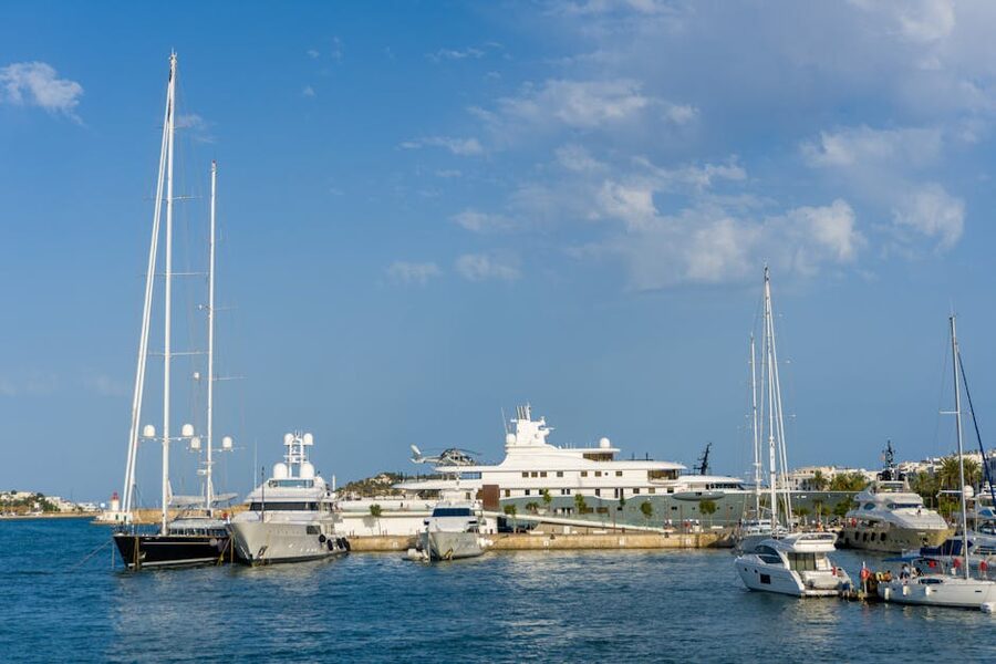 Luxury yachts in Ibiza harbor