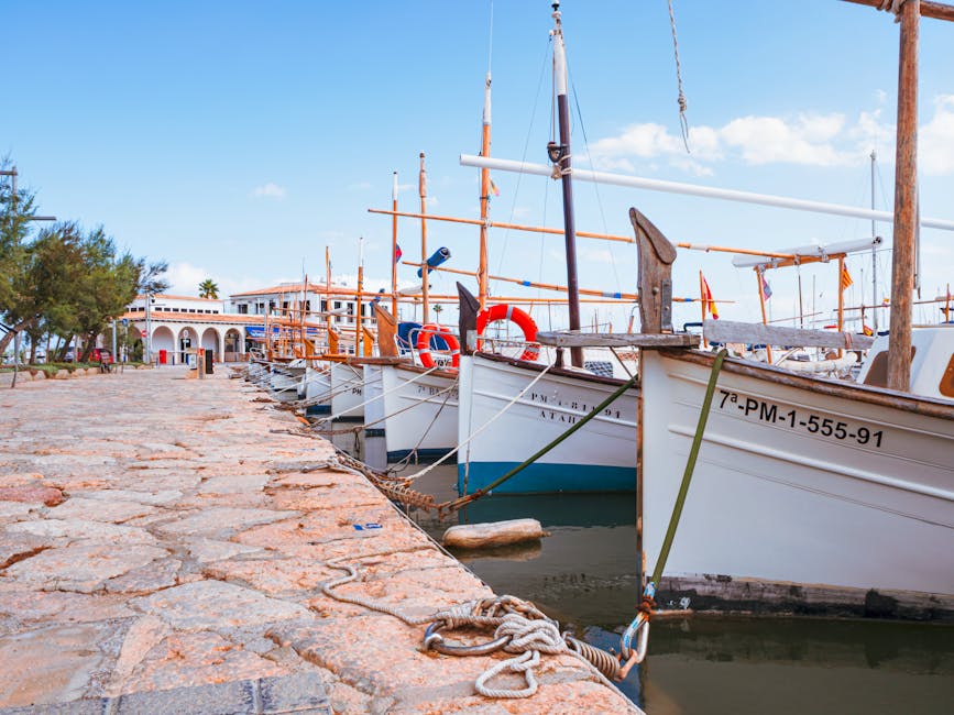 Ibiza marina with moored boats
