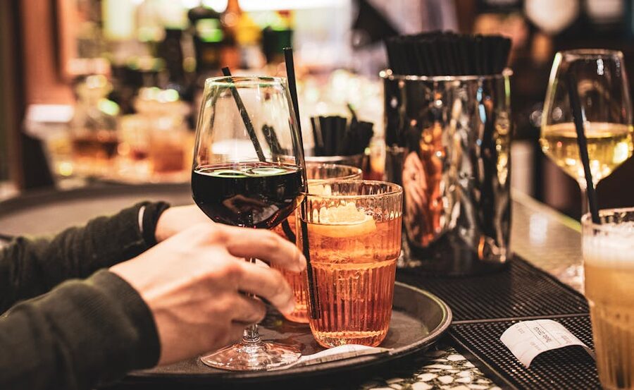 Italian bar with spritz drinks at evening