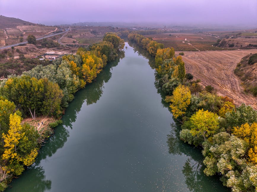 Autumn river scene in La Rioja Spain