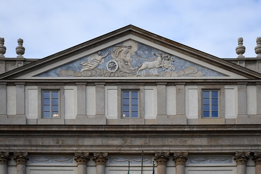 La Scala Milan exterior facade on Piazza della Scala