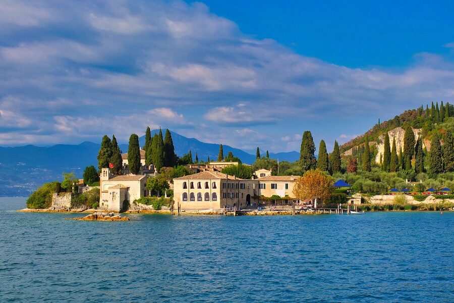 Lake Garda island town view