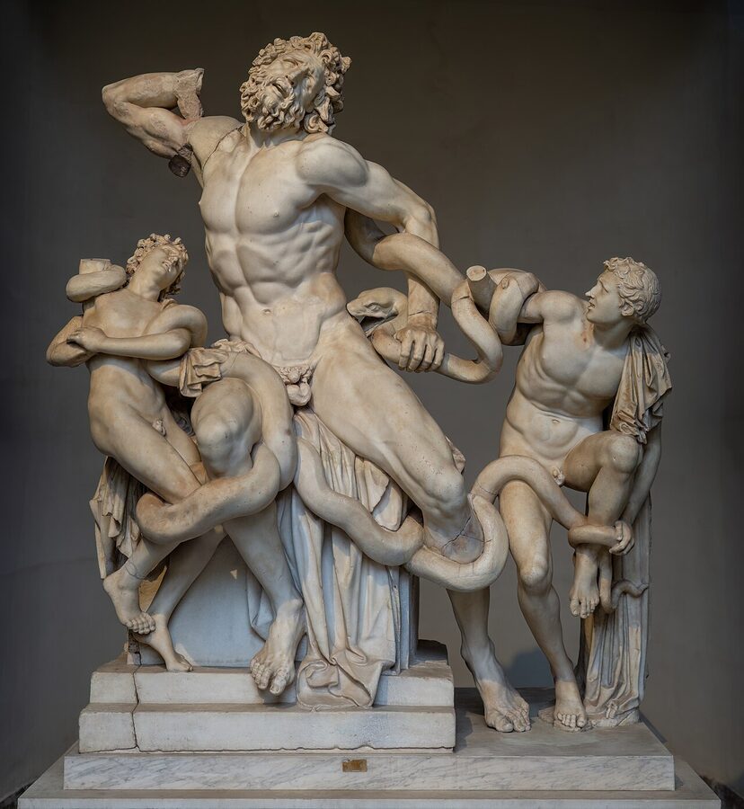 The Laocoon and His Sons sculpture in the Pio Clementino at the Vatican Museums
