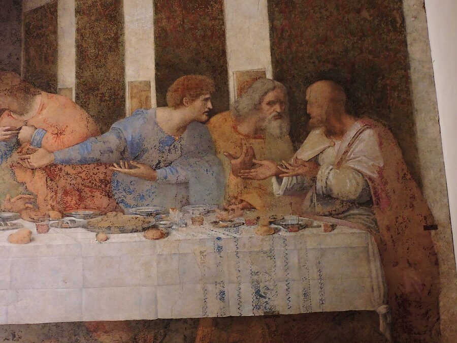 Detail of Christ at the centre of The Last Supper