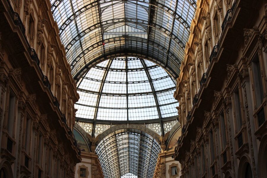 Interior of Galleria Vittorio Emanuele II in Milan