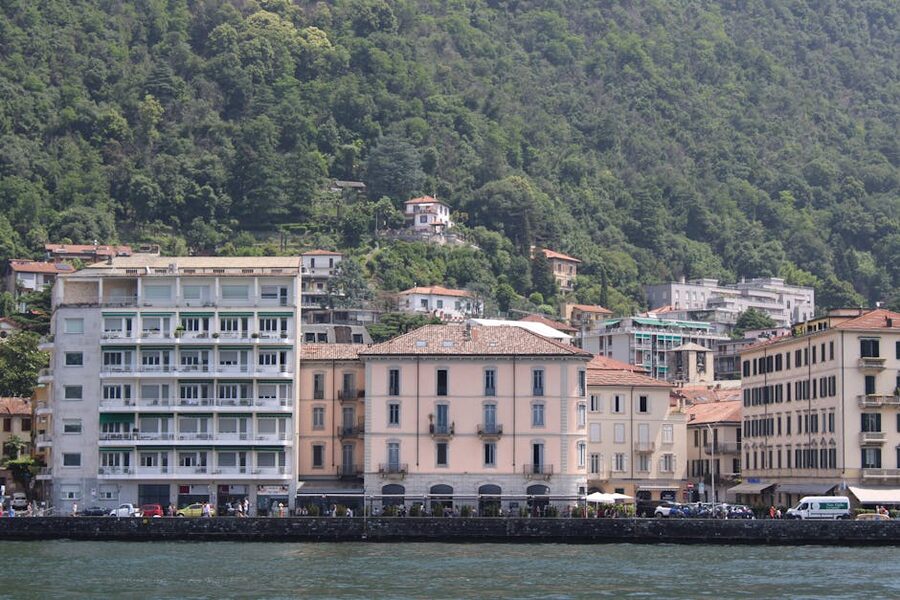 Lake Como with hillside villages and green hills
