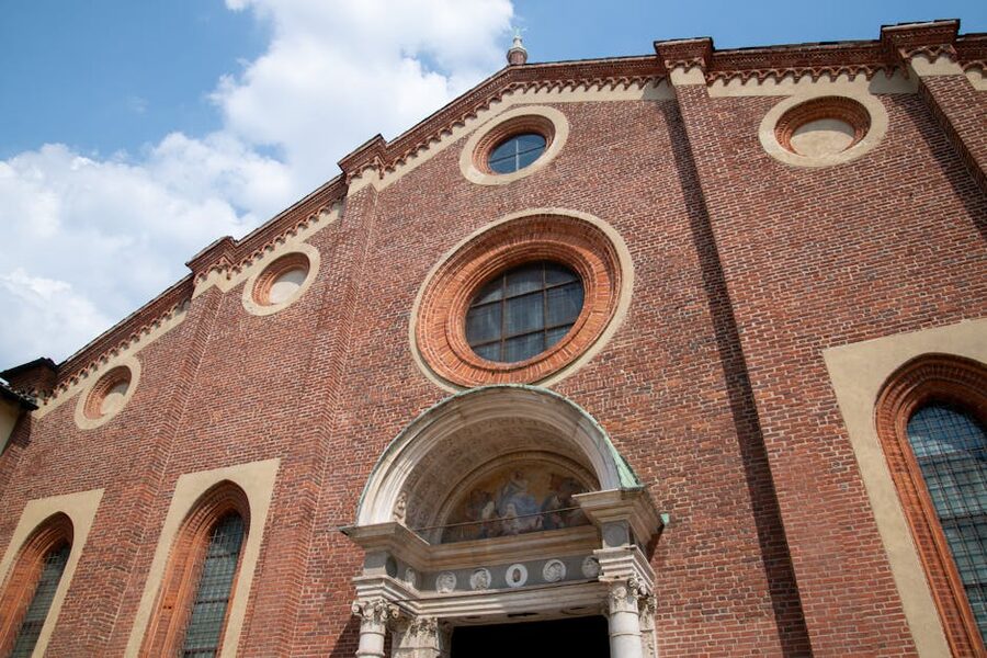 Facade of Santa Maria delle Grazie church in Milan