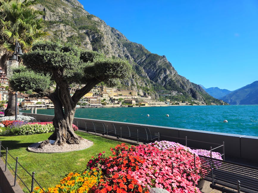 Limone sul Garda promenade with flowers