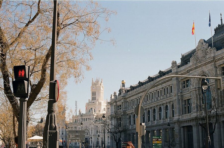 Historic architecture in central Madrid near the Thyssen-Bornemisza Museum