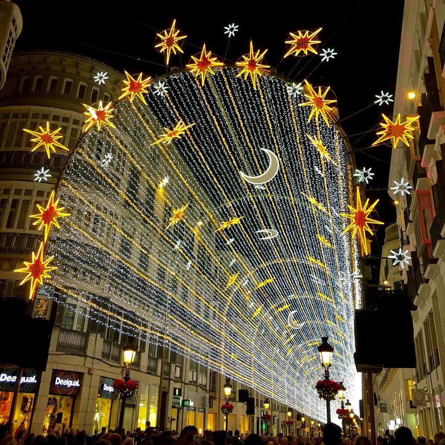 Calle Larios at night with festive lights