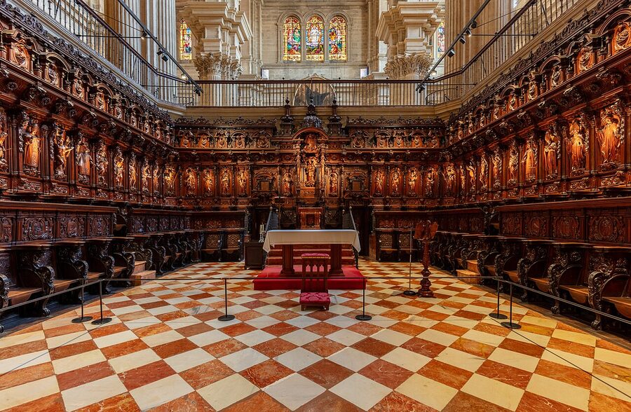 Choir stalls inside Málaga Cathedral