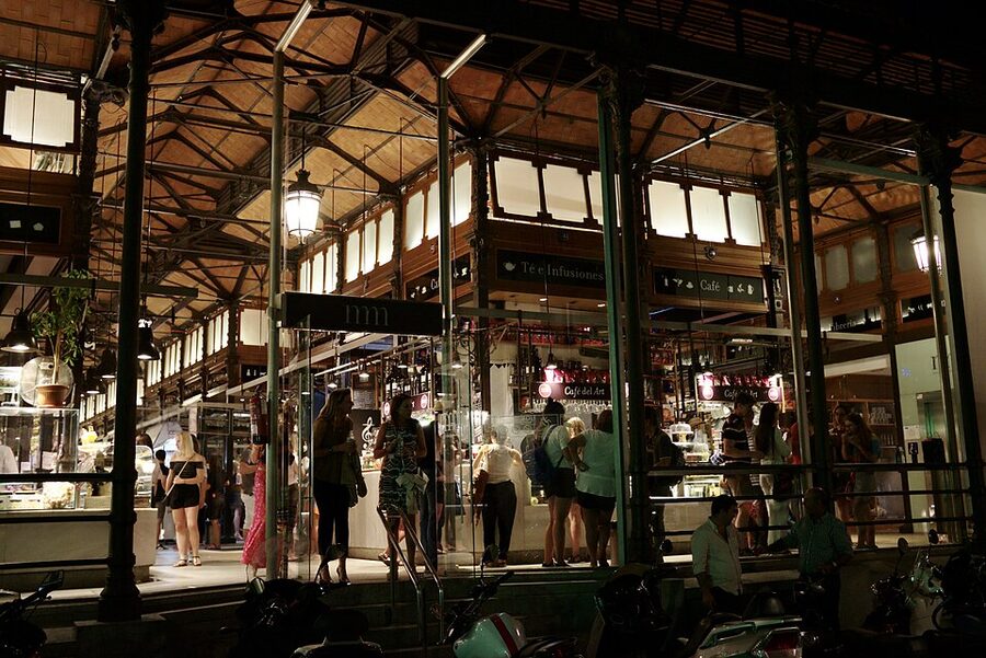 Mercado de San Miguel iron and glass exterior in Madrid