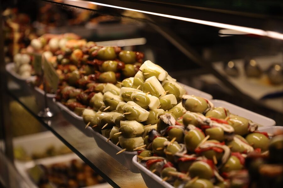 Tapas skewers at Mercado de San Miguel Madrid