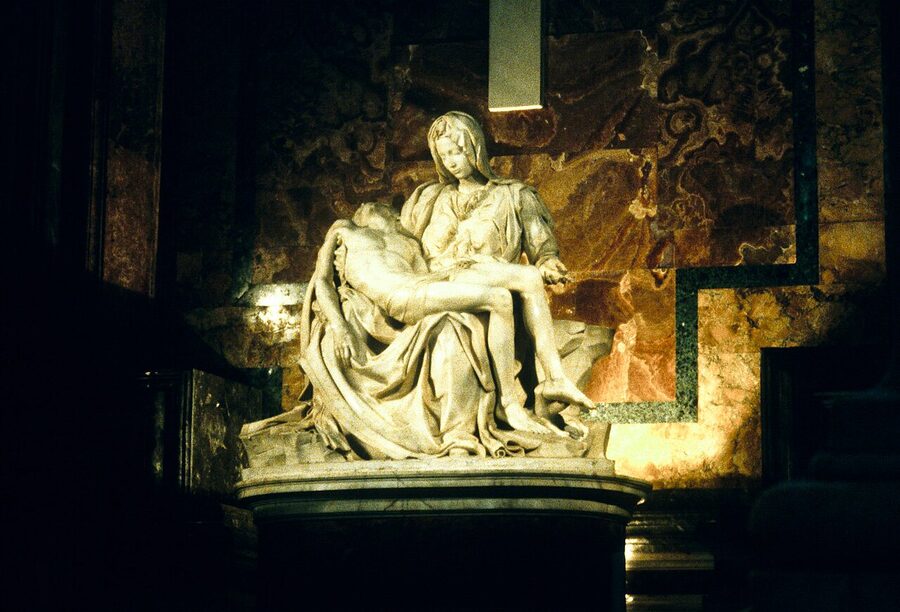 Michelangelo Pieta marble sculpture St Peters Basilica