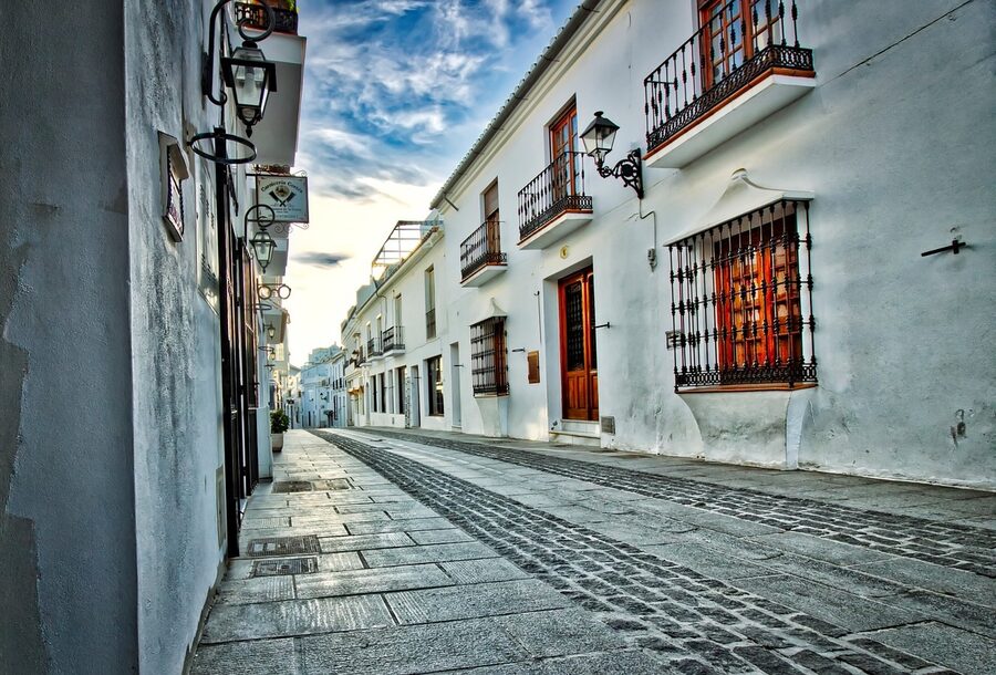 Pueblo blanco alley in Mijas Andalusia