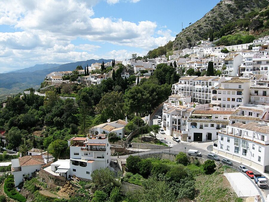Mijas pueblo flowers and white walls Andalusia