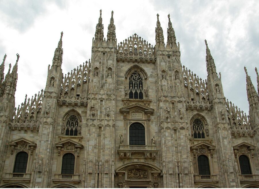 Historical view of Milan Duomo cathedral