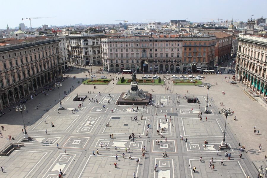 Piazza del Duomo Milan in the evening