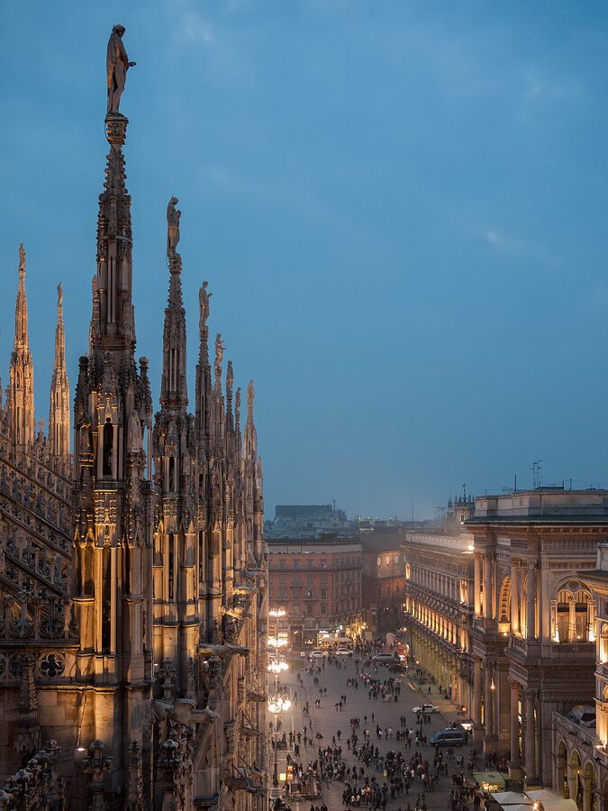 View from the rooftop of Milan Cathedral over the city