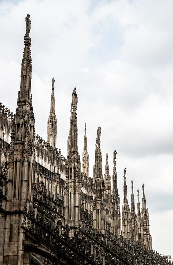 Spires of Milan Cathedral with statues 2025