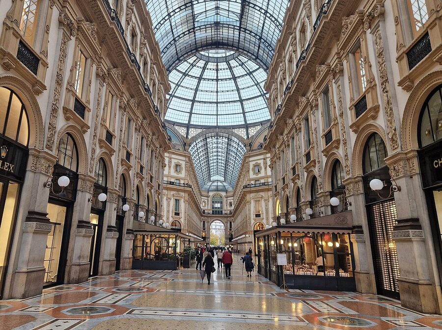 Galleria Vittorio Emanuele II Milan interior with glass dome