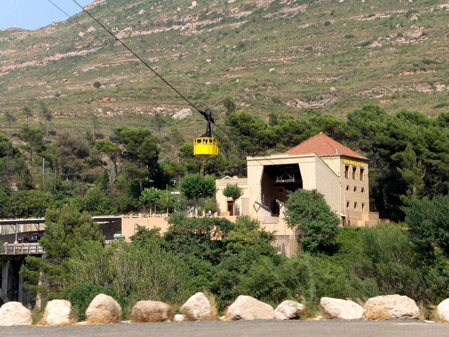 Aeri de Montserrat cable car suspended over the valley