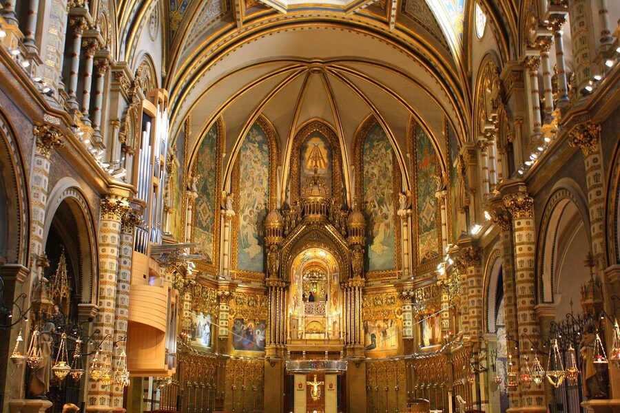 Inside the Montserrat basilica