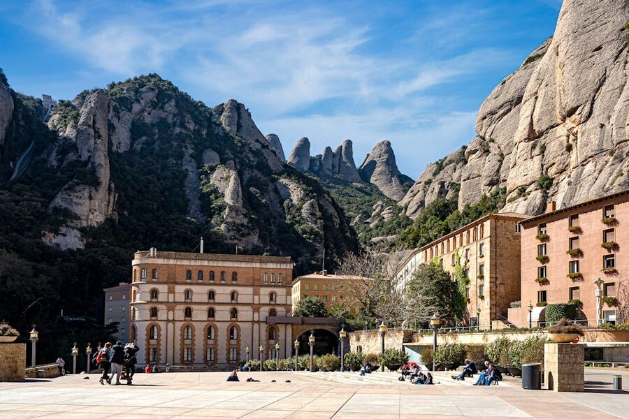 Montserrat monastery framed by the cliff face