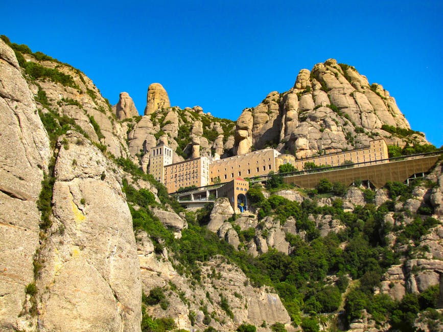 Montserrat monastery against the serrated cliffs of Catalonia
