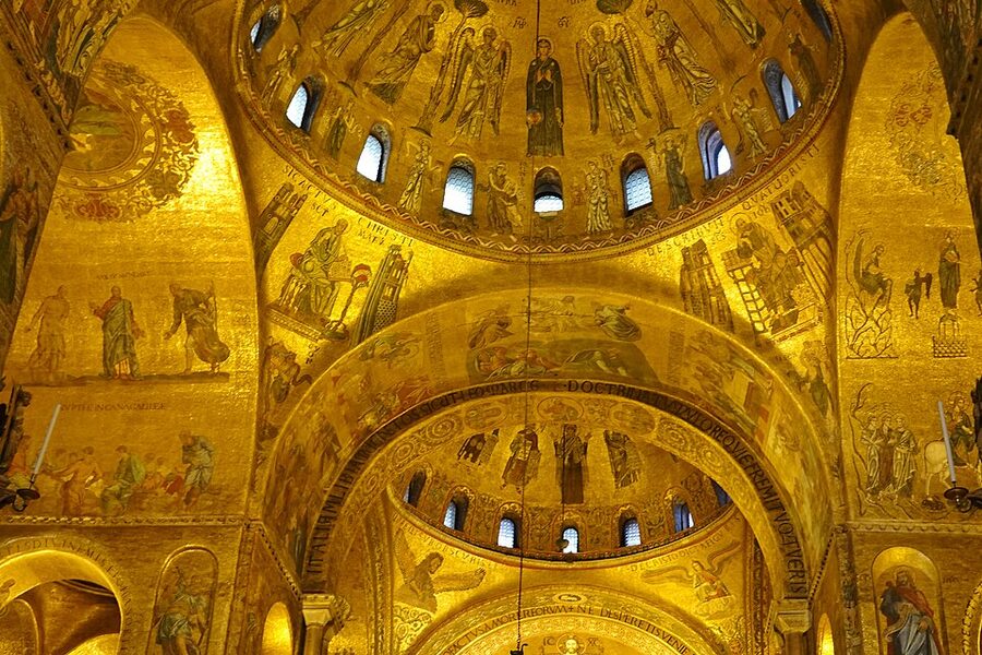 Detail of mosaic decoration inside St Marks Basilica Venice