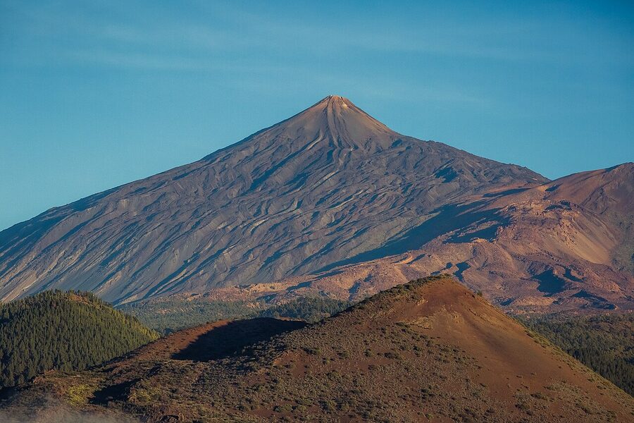 Mount Teide at sunset from above the clouds